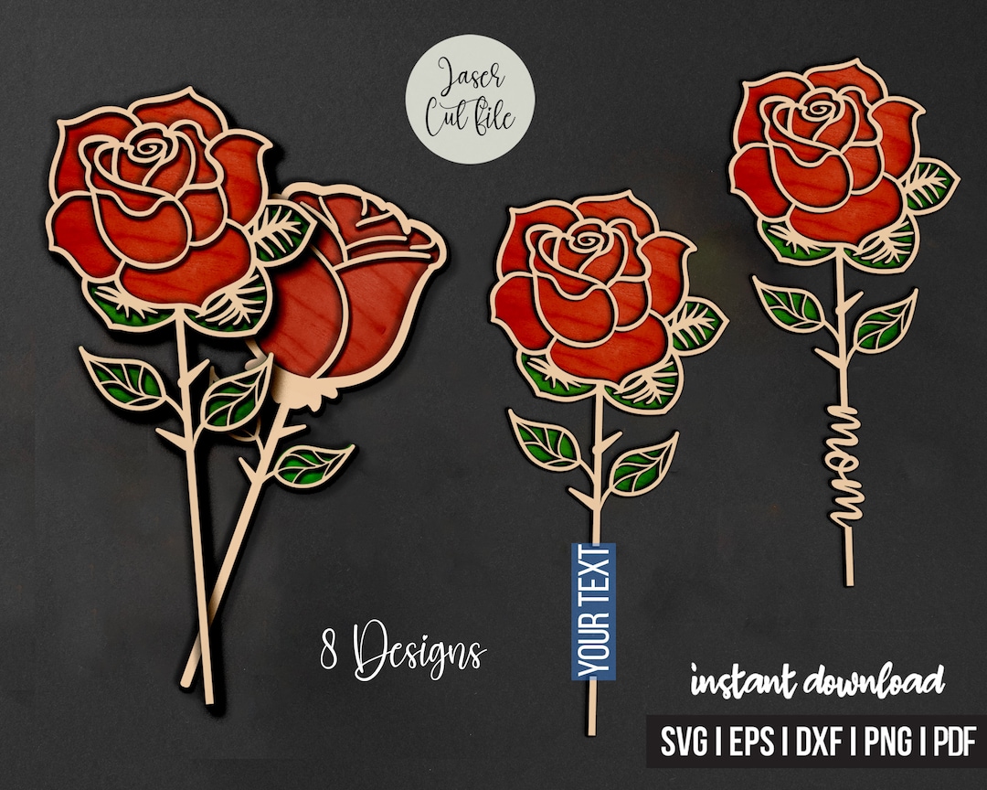 Two Layered Rose Laser Cut Svg Files, Vector Files for Wood Laser ...