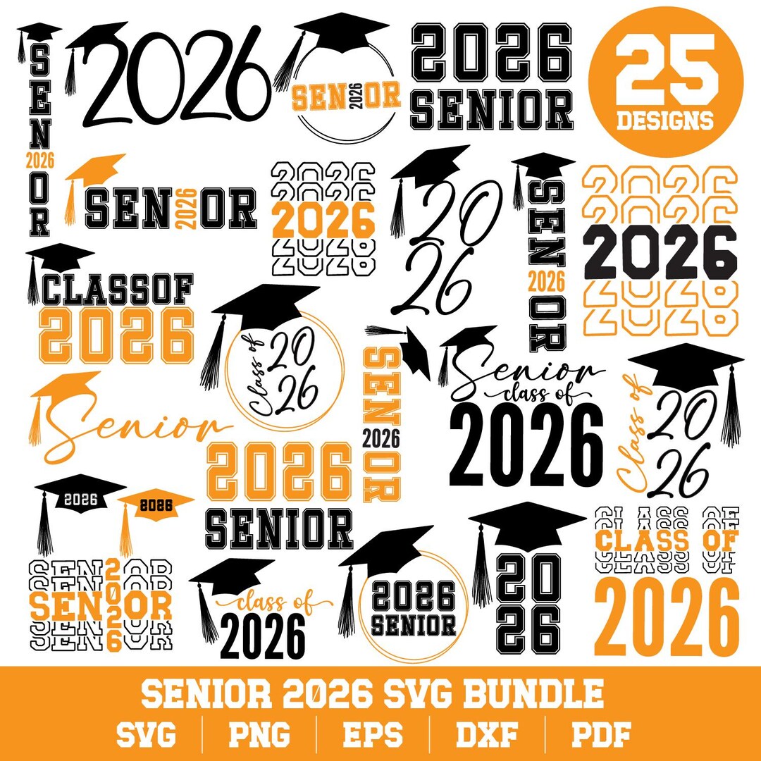 Senior 2026 SVG Bundle, Graduation Cap PNG, Class of 2026, High School ...
