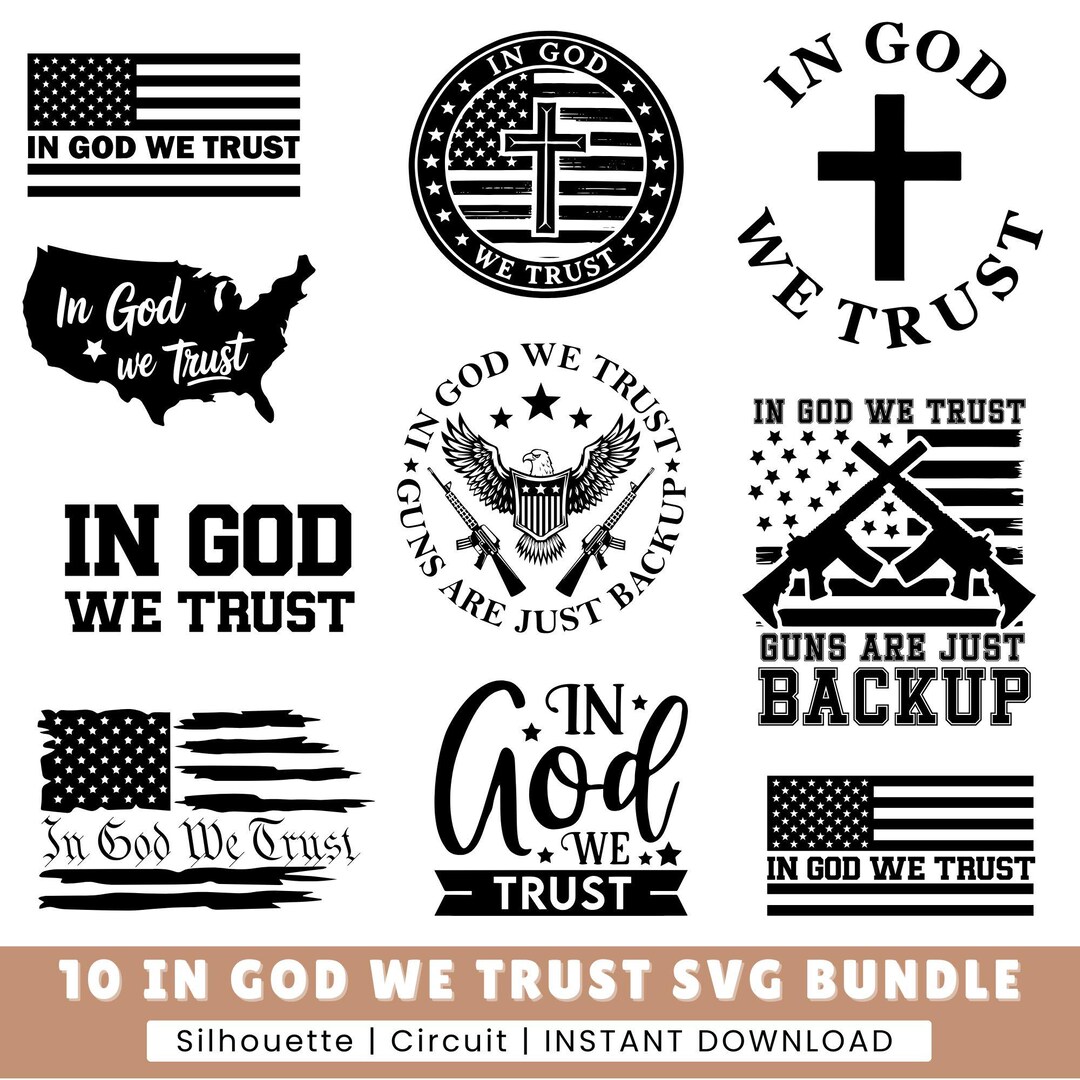 In God We Trust SVG Bundle, Patriotic Eagle Flag USA (digital Download ...