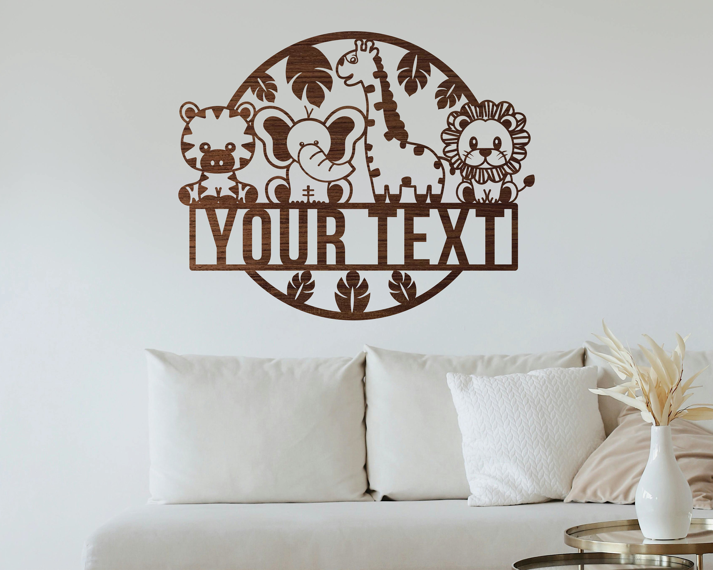 Personalized Safari Animals Name Sign: Laser Cut Template (digital ...