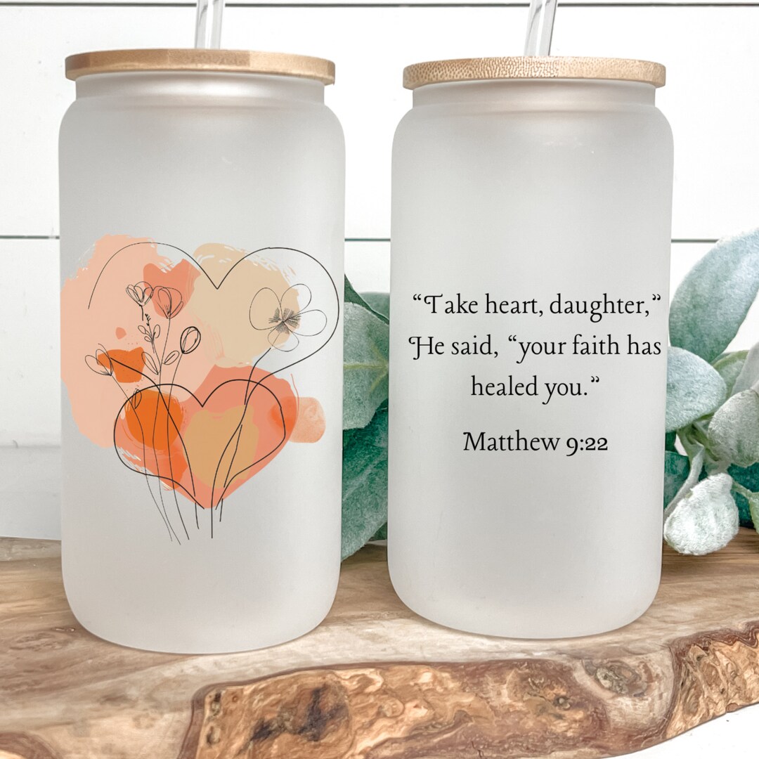 Scripture Verse Glass Tumbler Bible Verse Custom Floral Iced Coffee Cup ...