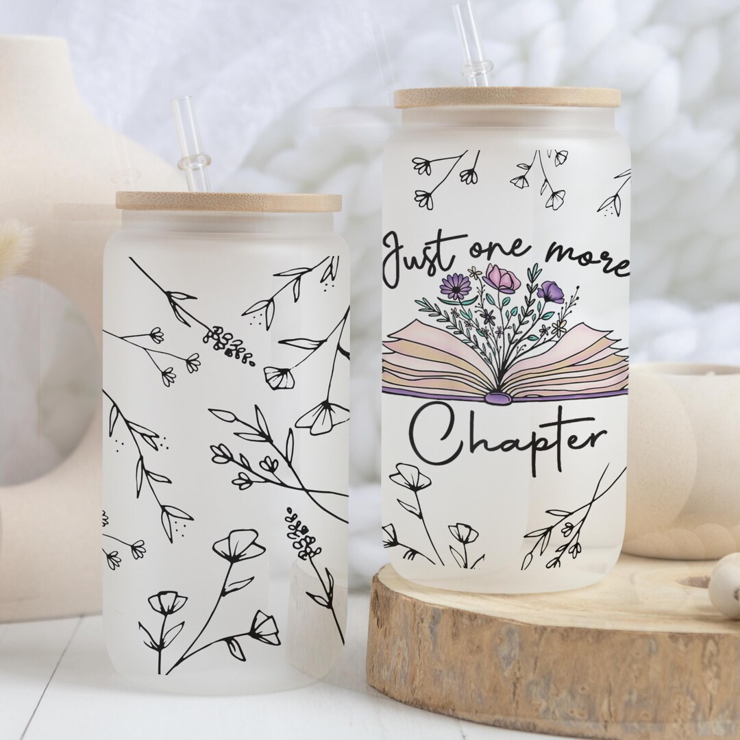 Book Lover Iced Coffee Cup With Lid and Straw, Book Lover Glass Cup ...