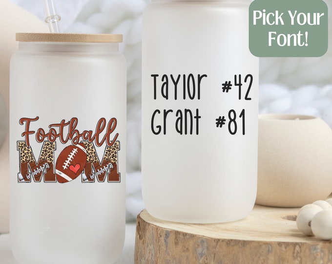 Football Mama Frosted Glass Coffee Cup Iced Coffee Cup Glass Tumbler ...