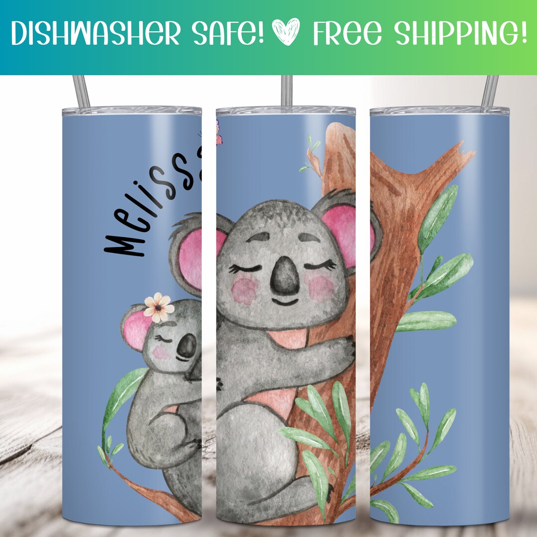 Personalized Koala Tumbler With Straw Cute Koala and Baby - Etsy