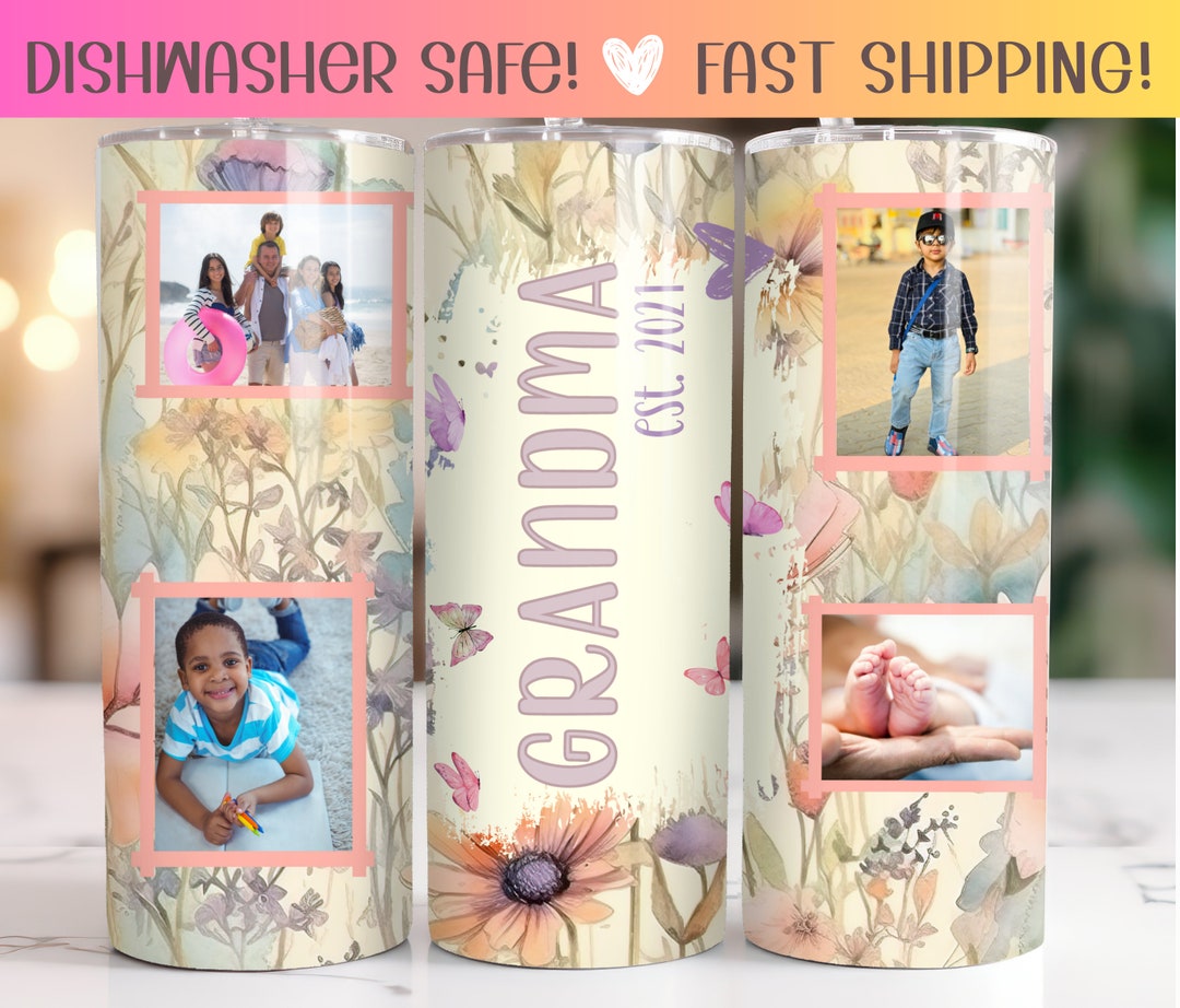 Personalized Grandma Skinny Tumbler With Photos, Personalized Grandma ...
