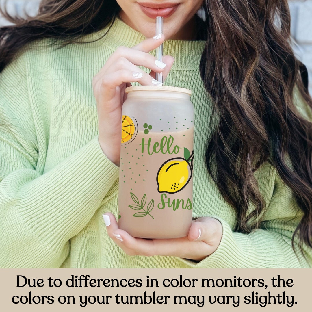 Personalized Lemon Glass Cup, Custom Lemon Iced Coffee Cup, Hello ...