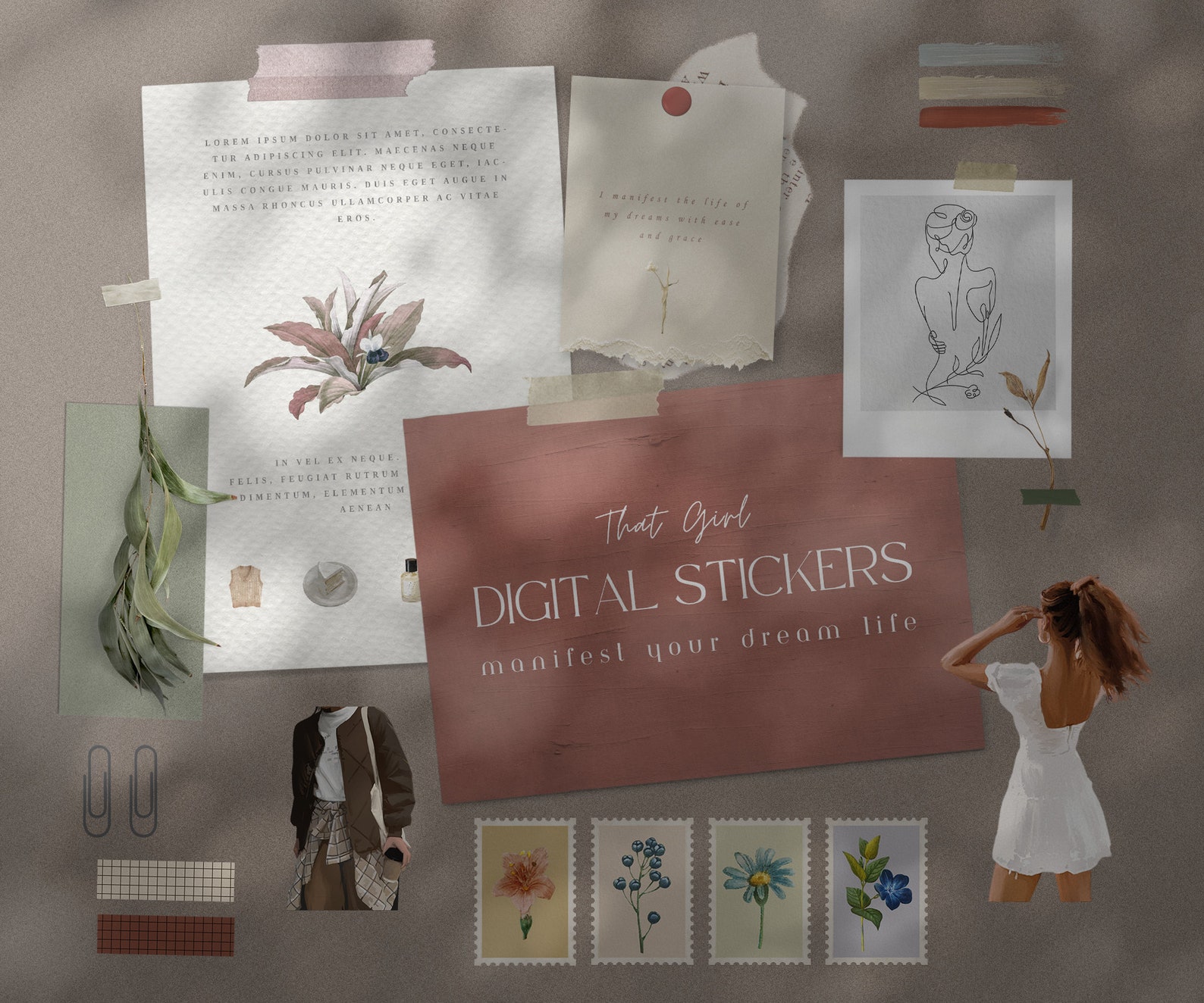 That Girl Aesthetic Digital Stickers, Sticker Book, Spiritual Stickers ...