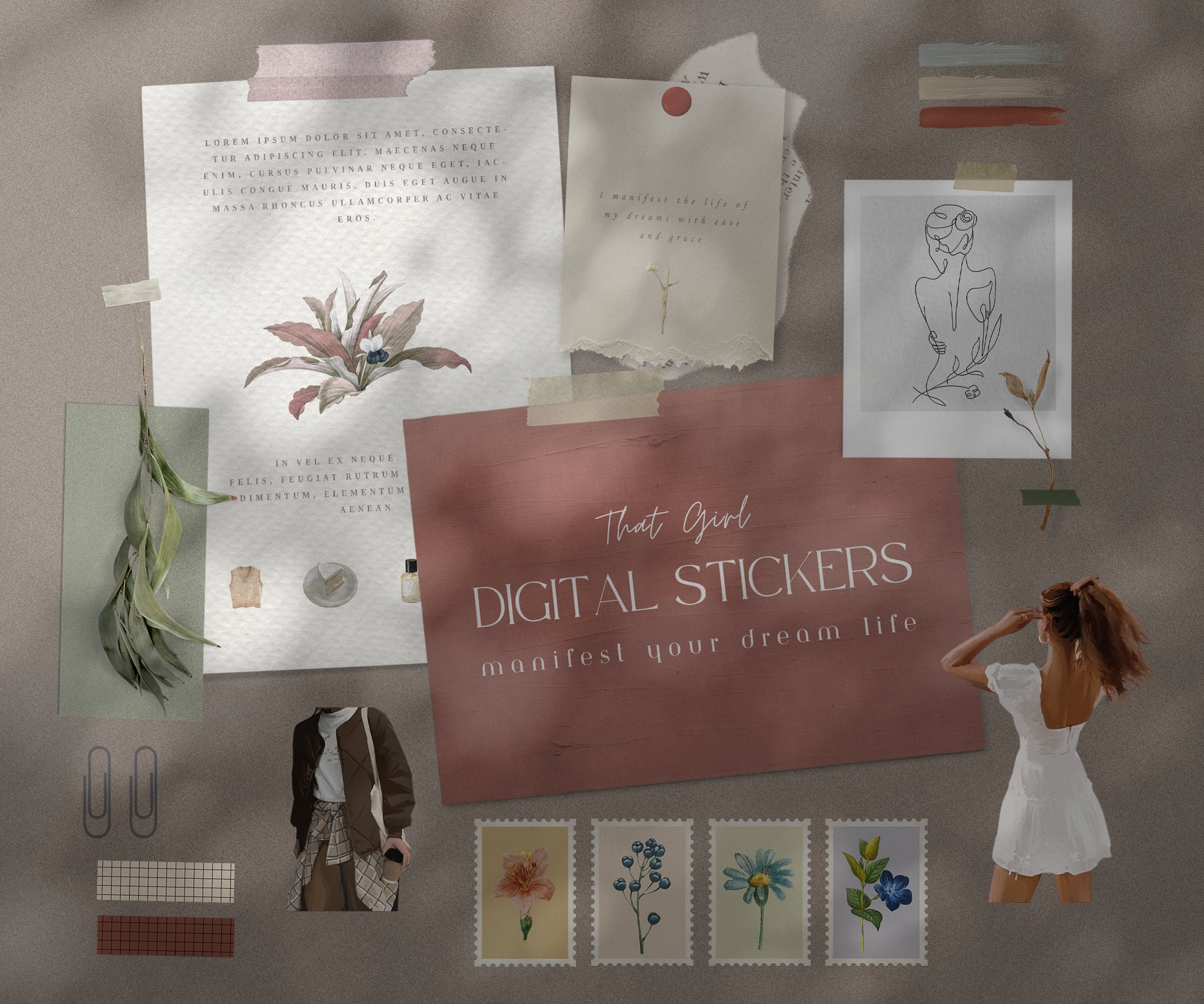 That Girl Aesthetic Digital Stickers, Sticker Book, Spiritual Stickers ...