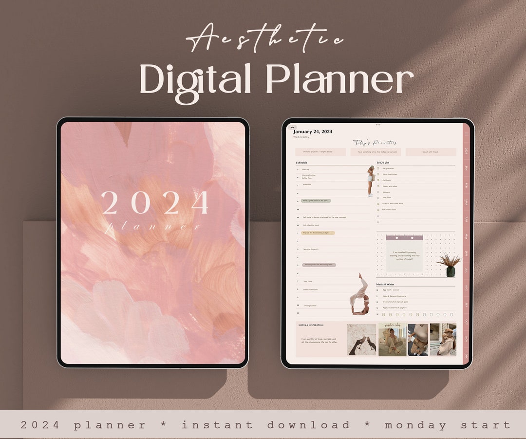 2024 Digital Planner Pink Aesthetic Minimalist Digital Planner 2024 ...