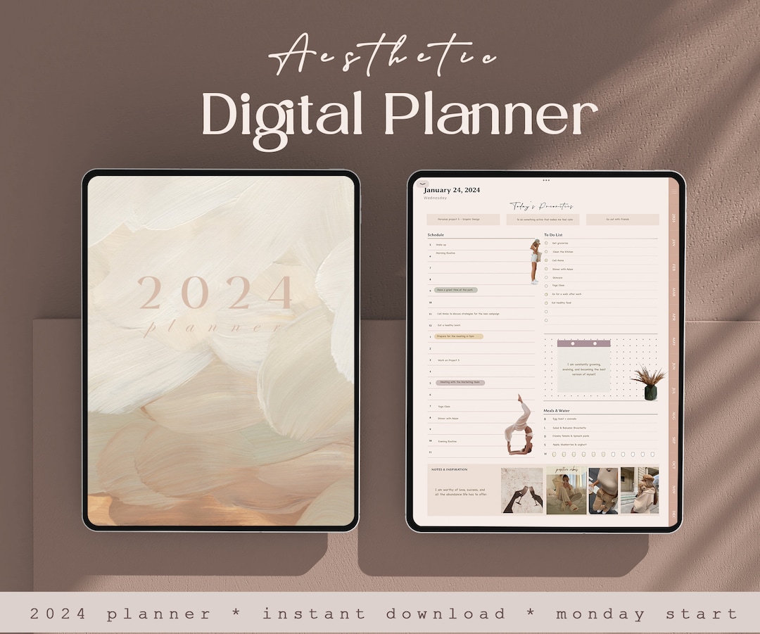 2024 Digital Planner ADHD Planner Aesthetic Minimalist Digital Planner ...