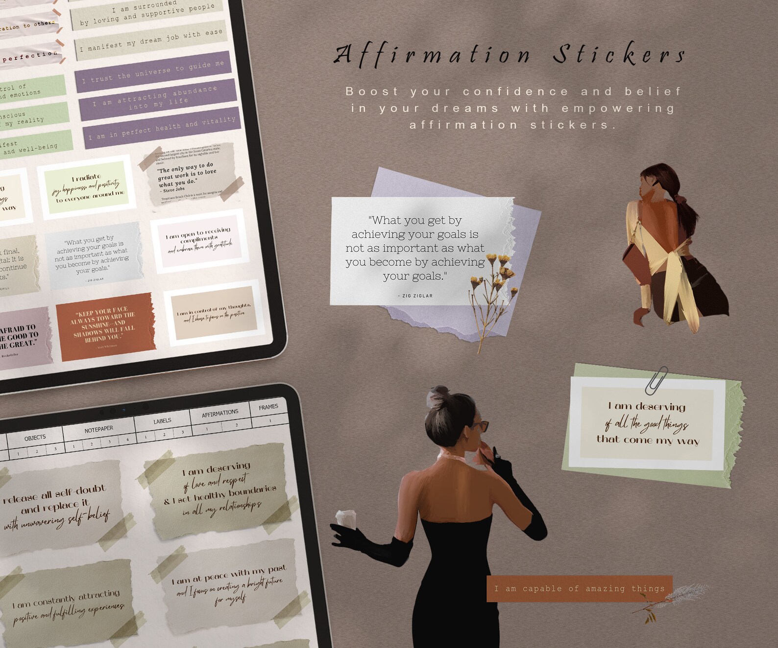 That Girl Aesthetic Digital Stickers, Sticker Book, Spiritual Stickers ...