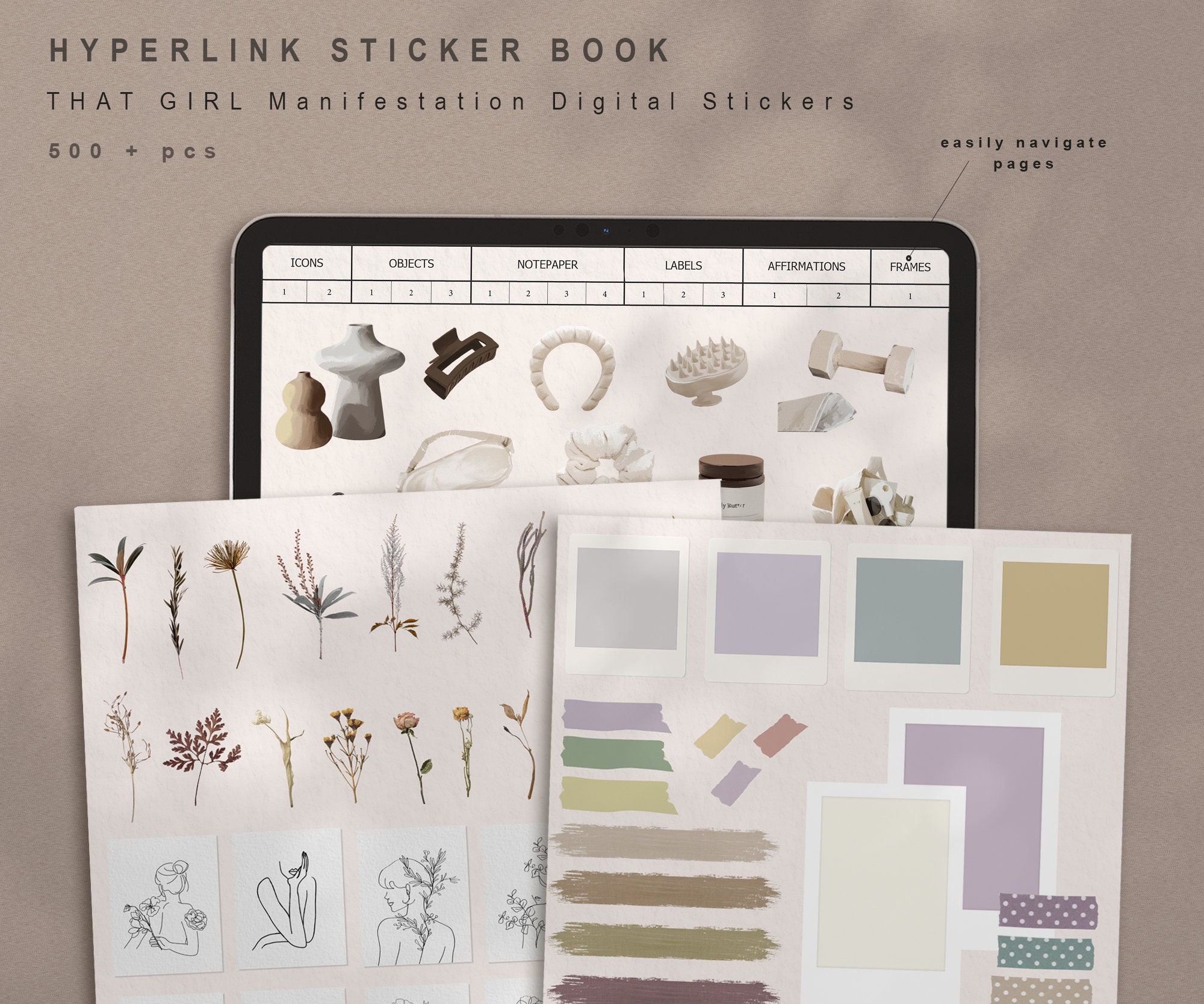 That Girl Aesthetic Digital Stickers, Sticker Book, Spiritual Stickers ...