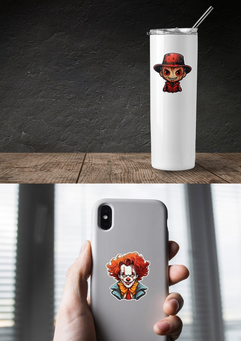 Spooky Horror PNG Sticker Bundle - Digital Printable Clipart Set With ...