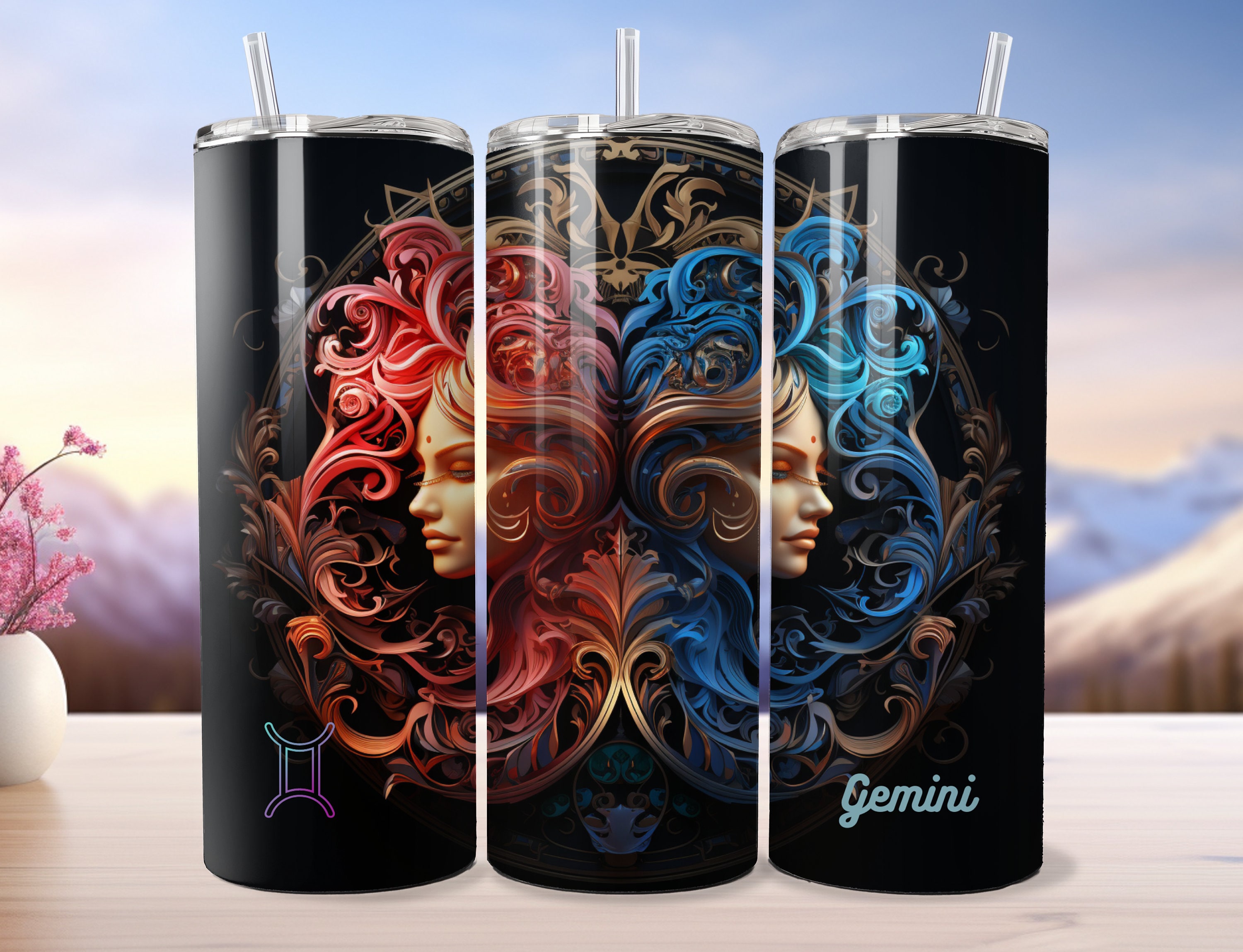 Gemini Zodiac Tumbler Wrap Sublimation for 20 Oz Skinny Straight ...