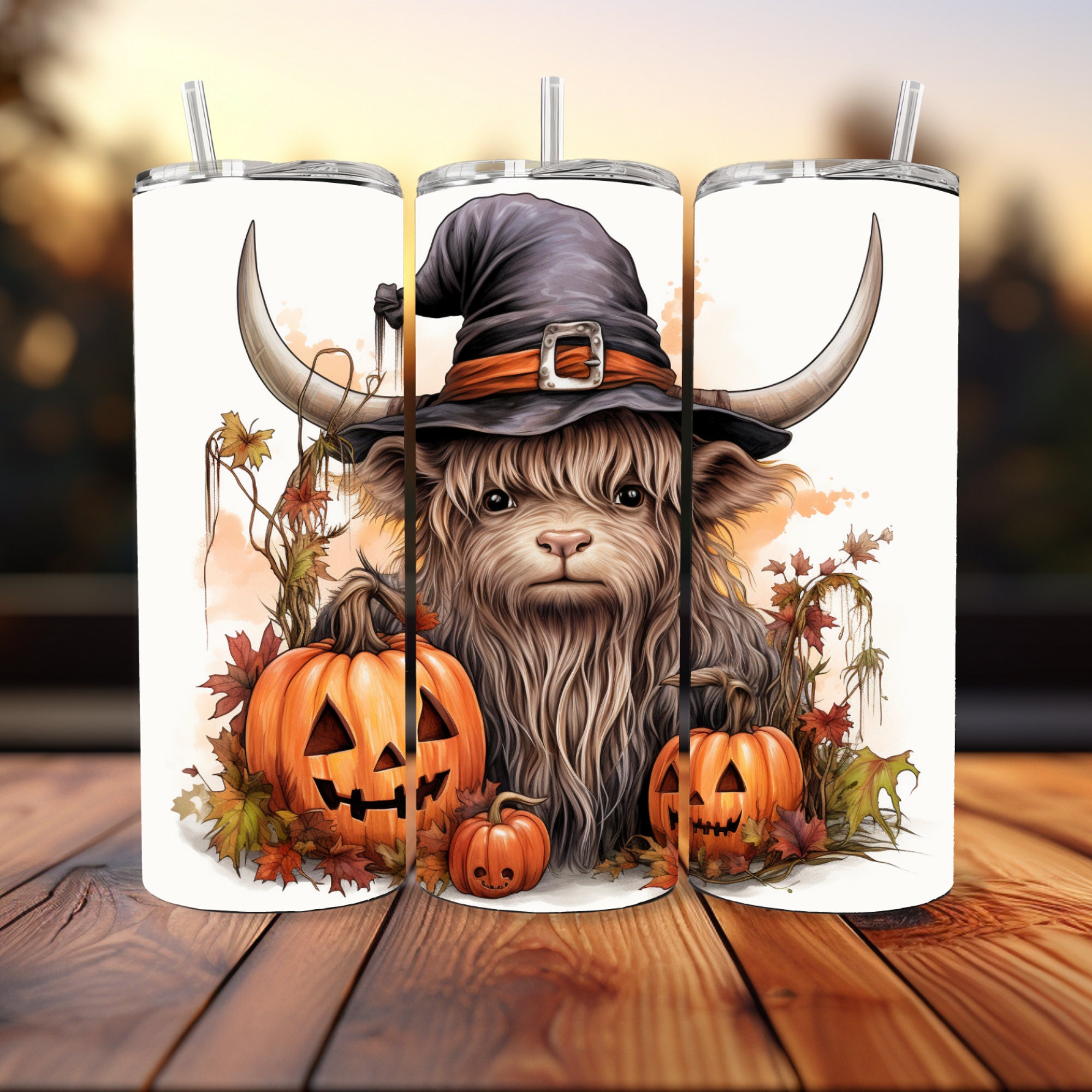 20 Cute Baby Highland Cow Witch Halloween Tumbler Wrap Bundle-300 Dpi ...