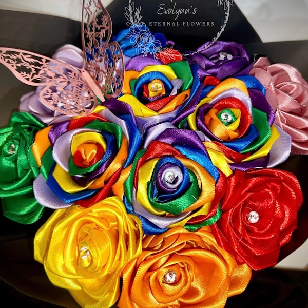 Ribbon Rose Bouquet - Etsy