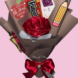 Teacher Appreciation , Eternal Rose Bouquet, Handmade, Ribbon Rose ...