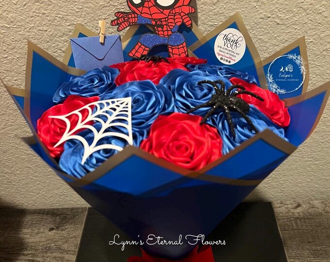 Spider-man Bouquet, 10 Roses, Eternal Roses - Etsy