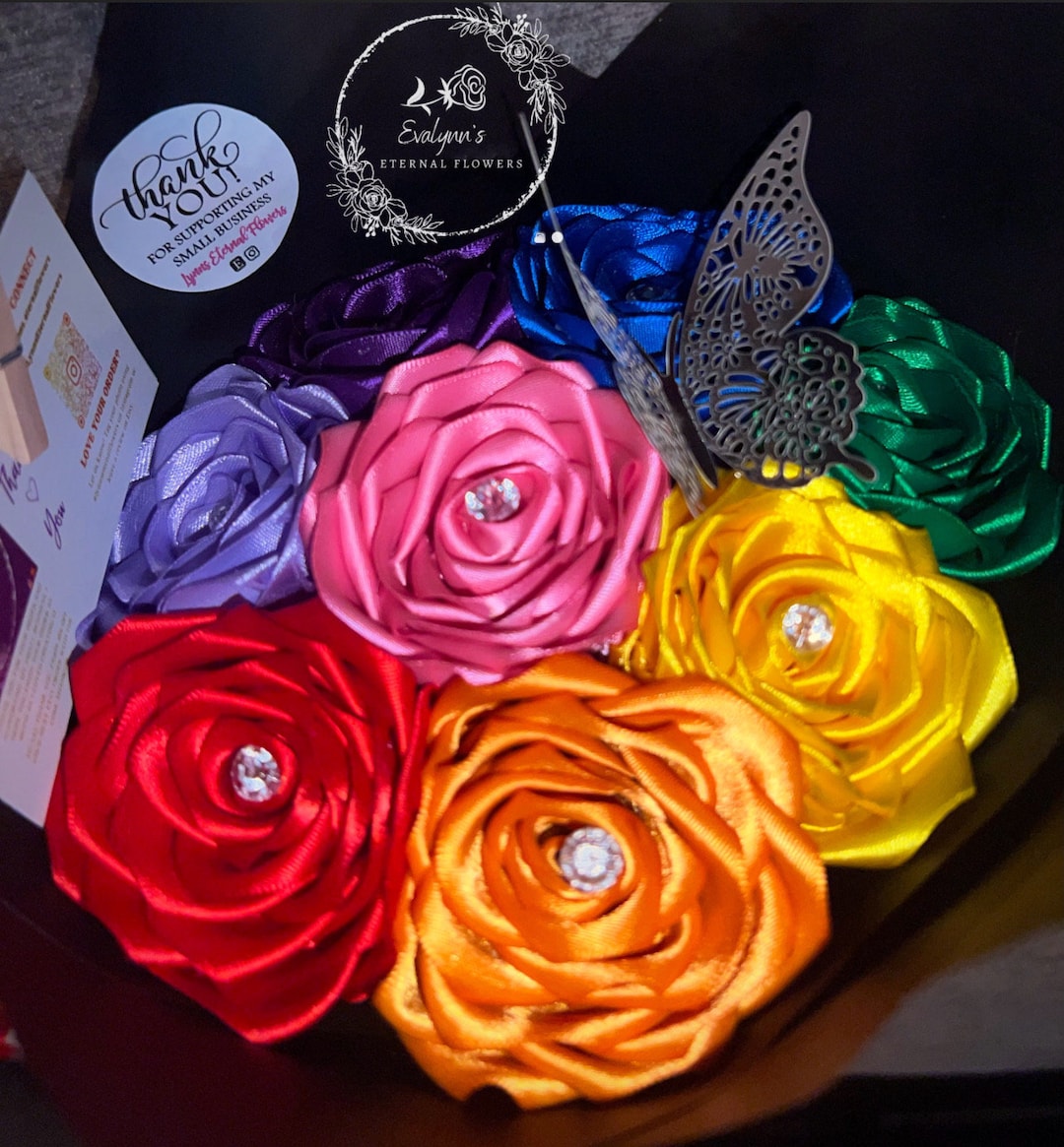 Eternal Rose Rainbow Bouquet, Rainbow Flower Bouquet, Eternal Roses ...