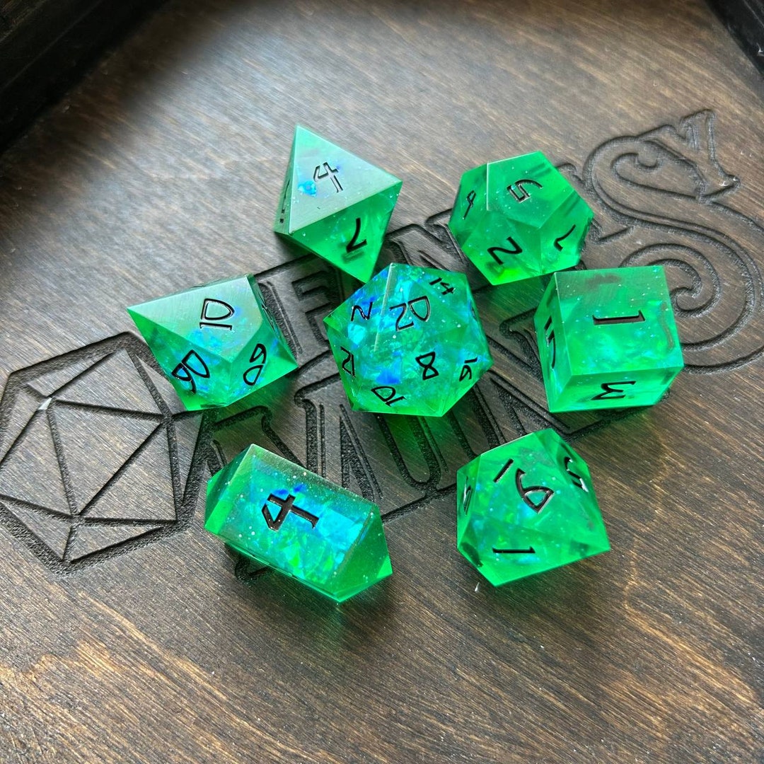 Dice Set Matrix Glow Dnd Handmade Resin Sharp Edge Dices With Pouch by ...