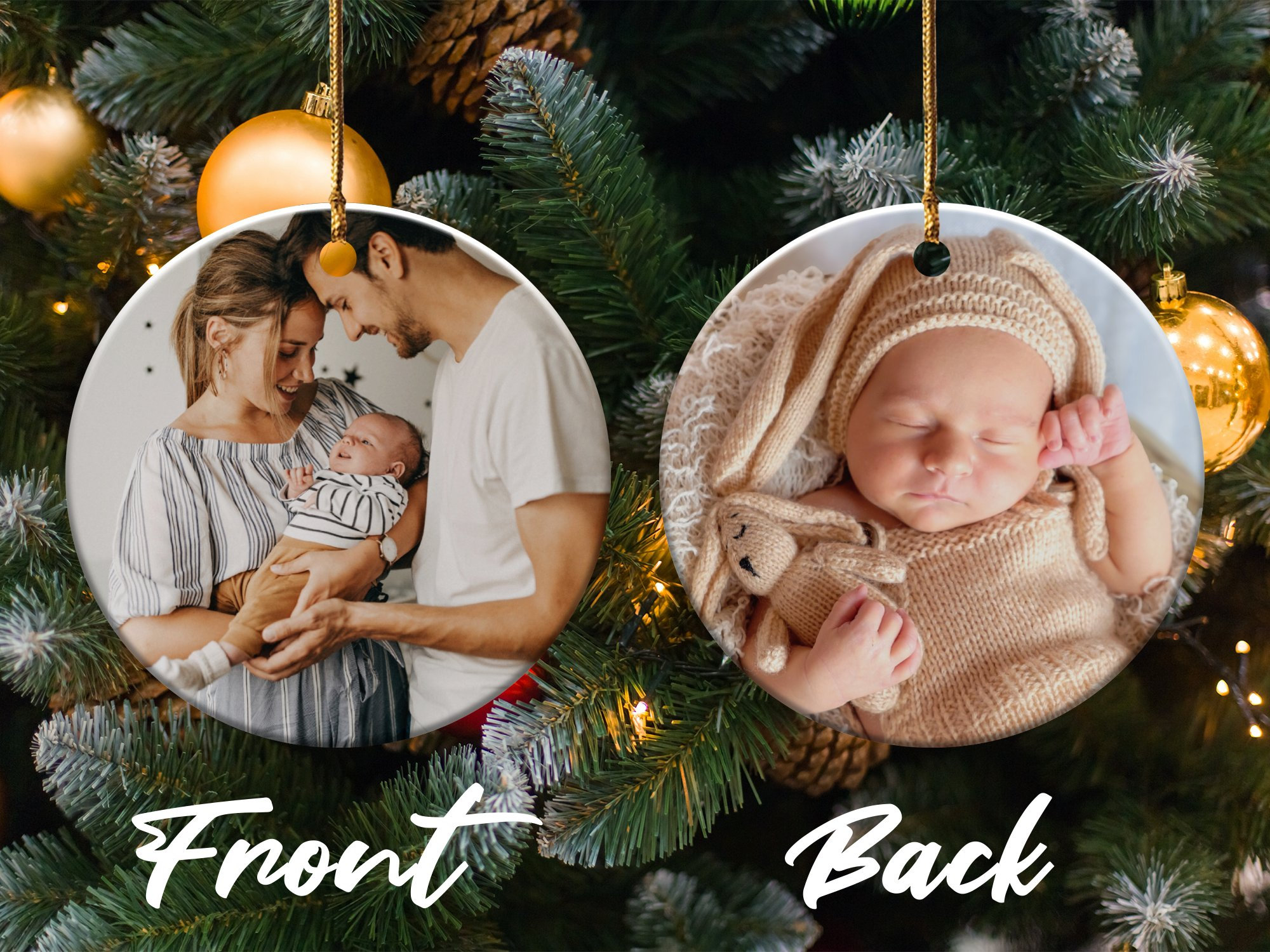 Custom 2 Sided Ceramic Photo Ornament, Family Picture Double Sided ...