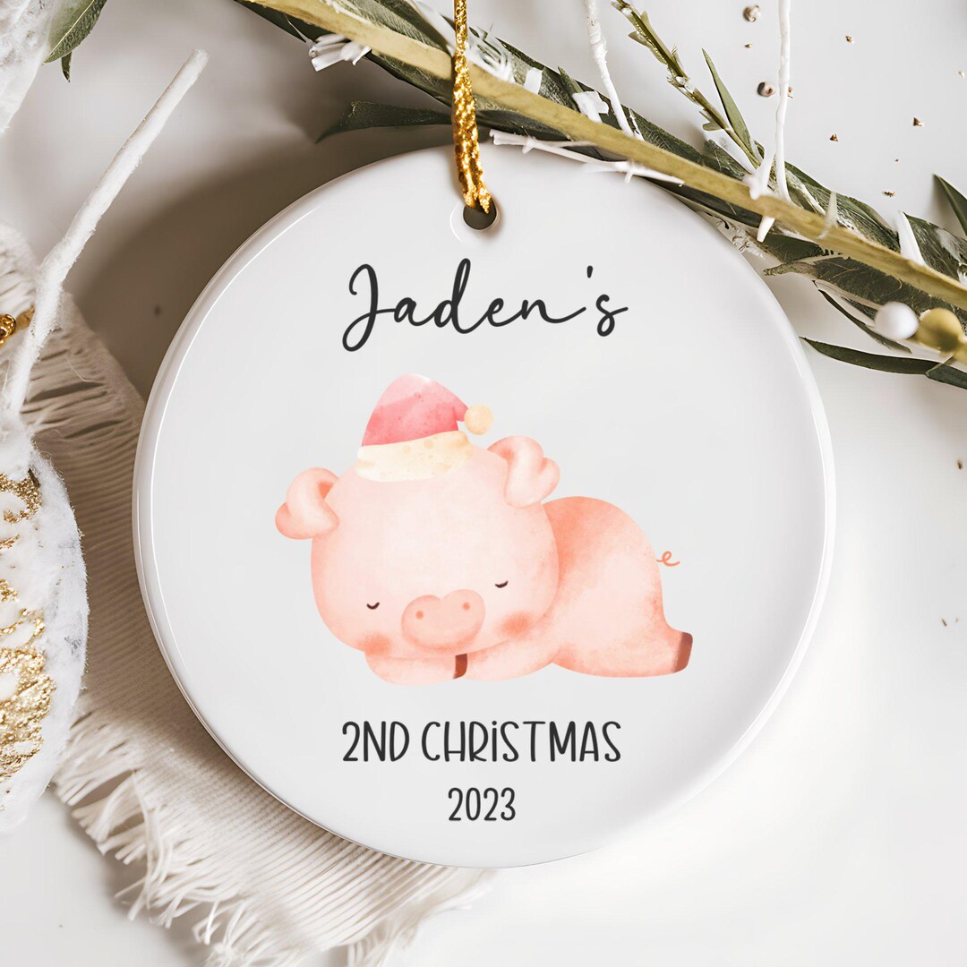 Personalized 2ND Christmas Ornament Boy, Custom Child My Second Xmas Cute Pig Ornament, Babys ...