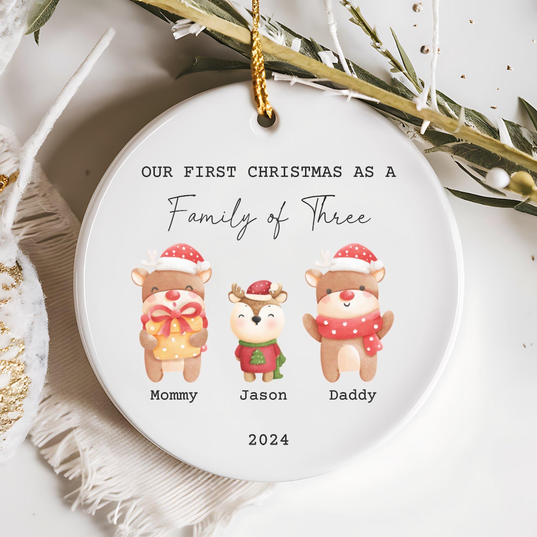 Personalized First Christmas as A Family of Three Ornament, Custom ...