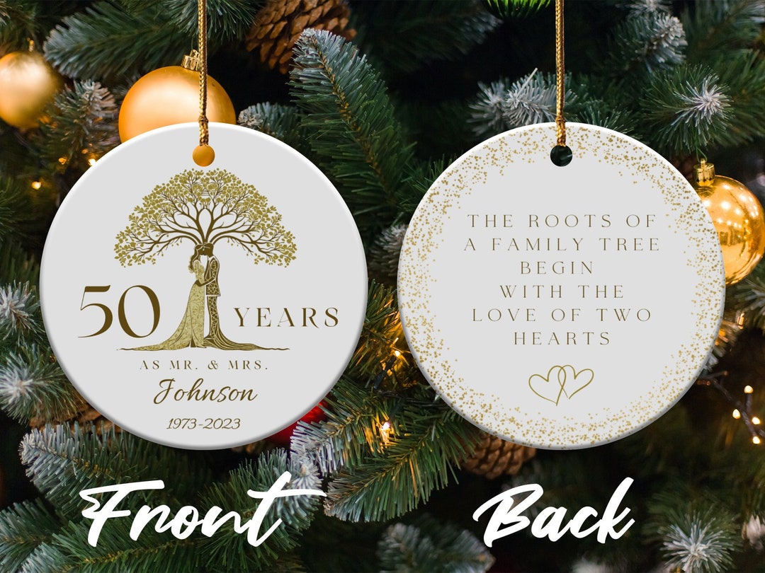 50th Anniversary Ornament, Personalized Golden Custom Years Mr Mrs ...