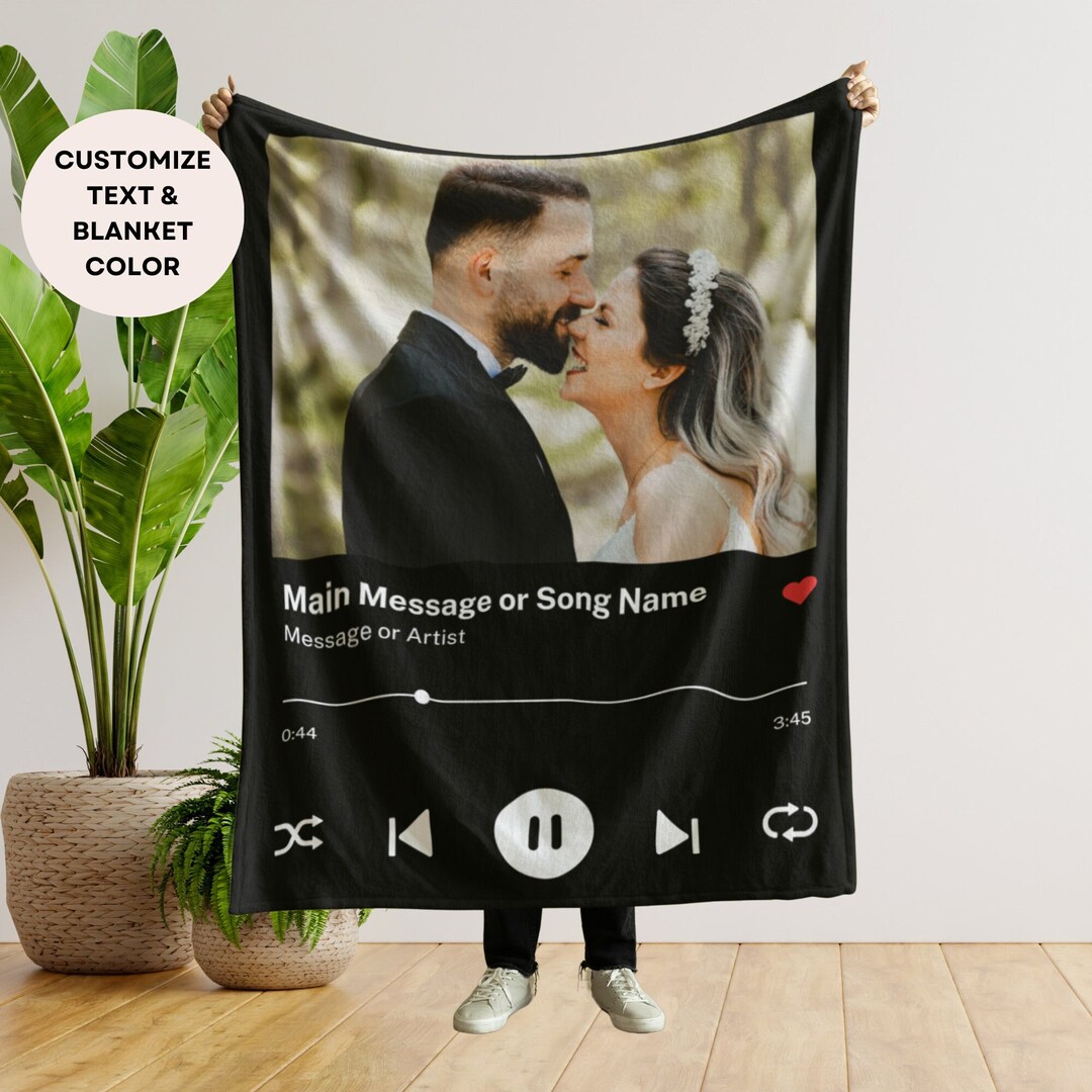Custom Music Blanket, Personalized Photo Wedding Blanket With Song ...
