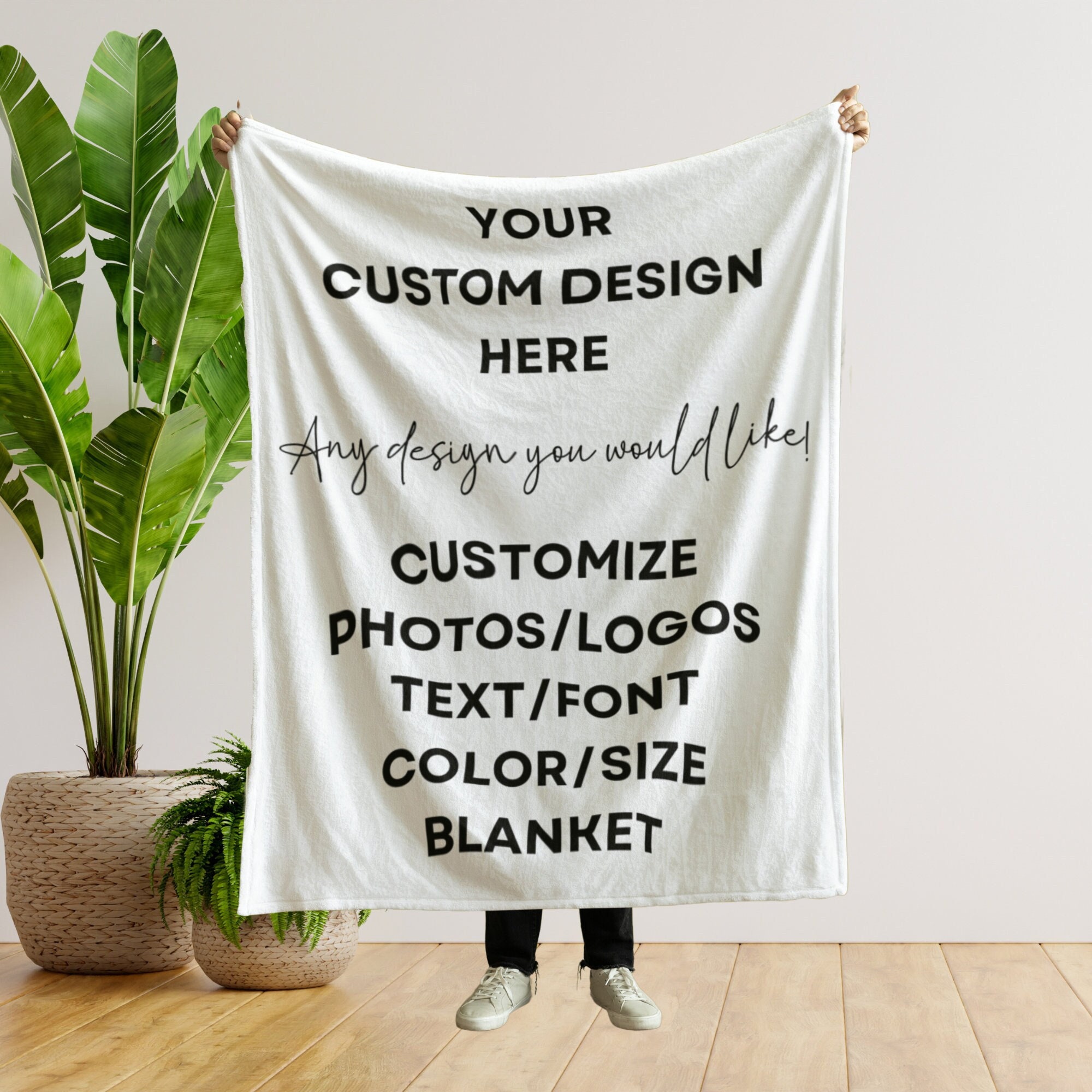 Personalized Photo Logo Text Blanket, Custom Name Idol Picture Plush ...