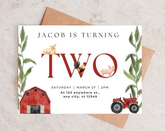 Calling All Party Animals Farm Invitation, Editable Farm Theme Invite ...