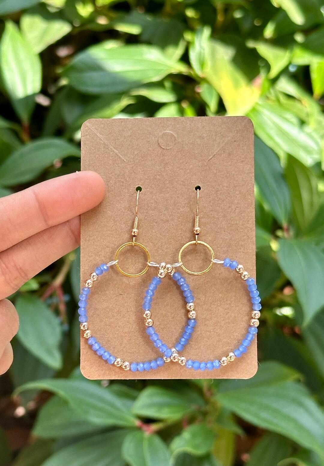 Bright Periwinkle Blue Dangle Hoop Earrings | Handmade Versatile ...