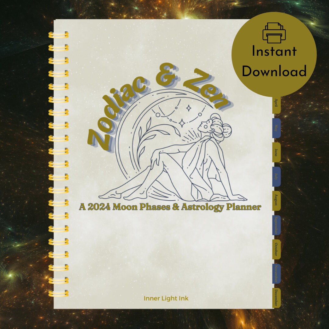 2024 Moon Phases and Astrology Planner, Digital Moon Planners, Lunar ...