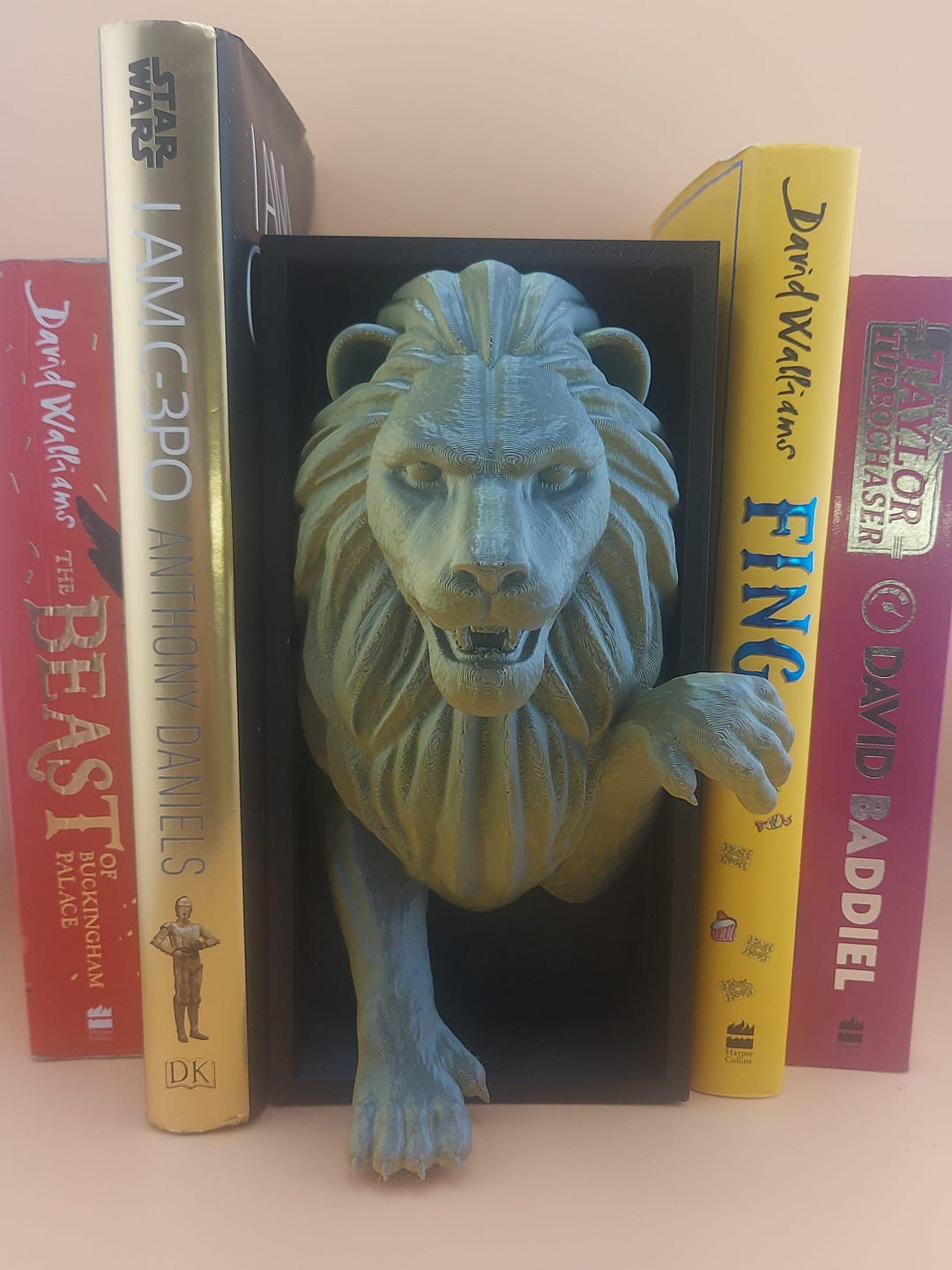 Lion Book Nook Shelf Insert for Bookshelves | Handcrafted Literary ...