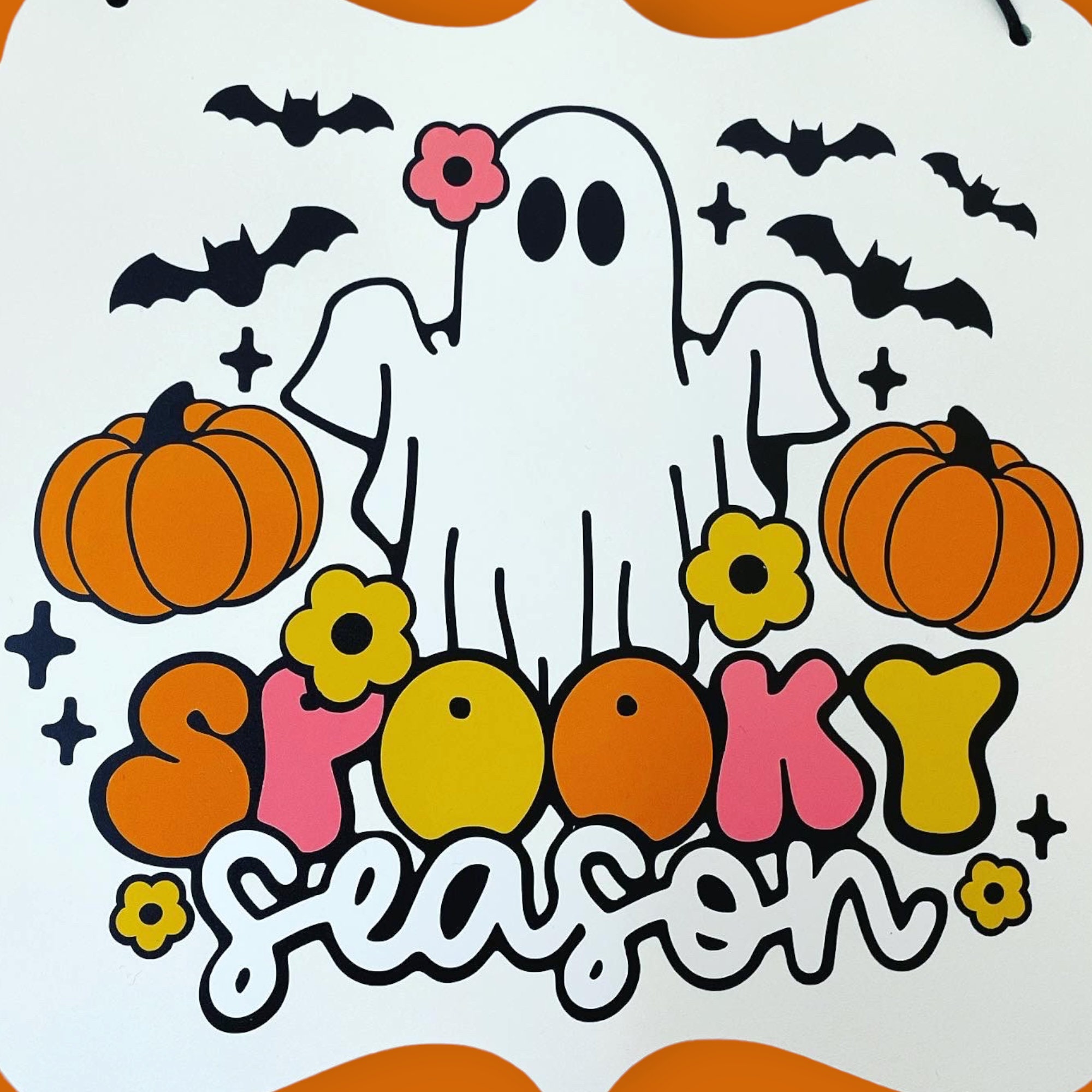Retro Ghost Halloween Decorative Sign- Groovy Ghost- Groovy Halloween ...
