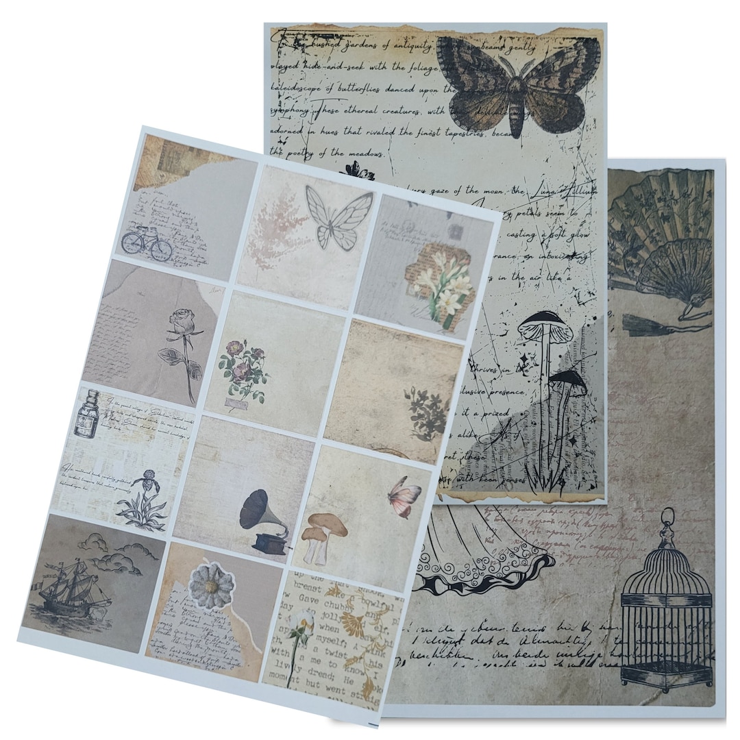 Vintage Craft Kit Scrapbook Pattern Sheet, Box Stickers, Stamps Peel ...