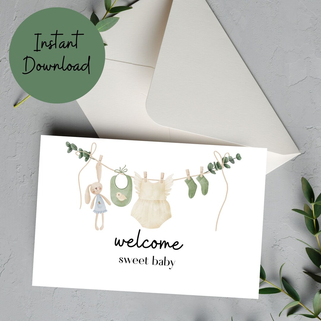 Welcome Sweet Baby Printable Card, Instant Download - Etsy