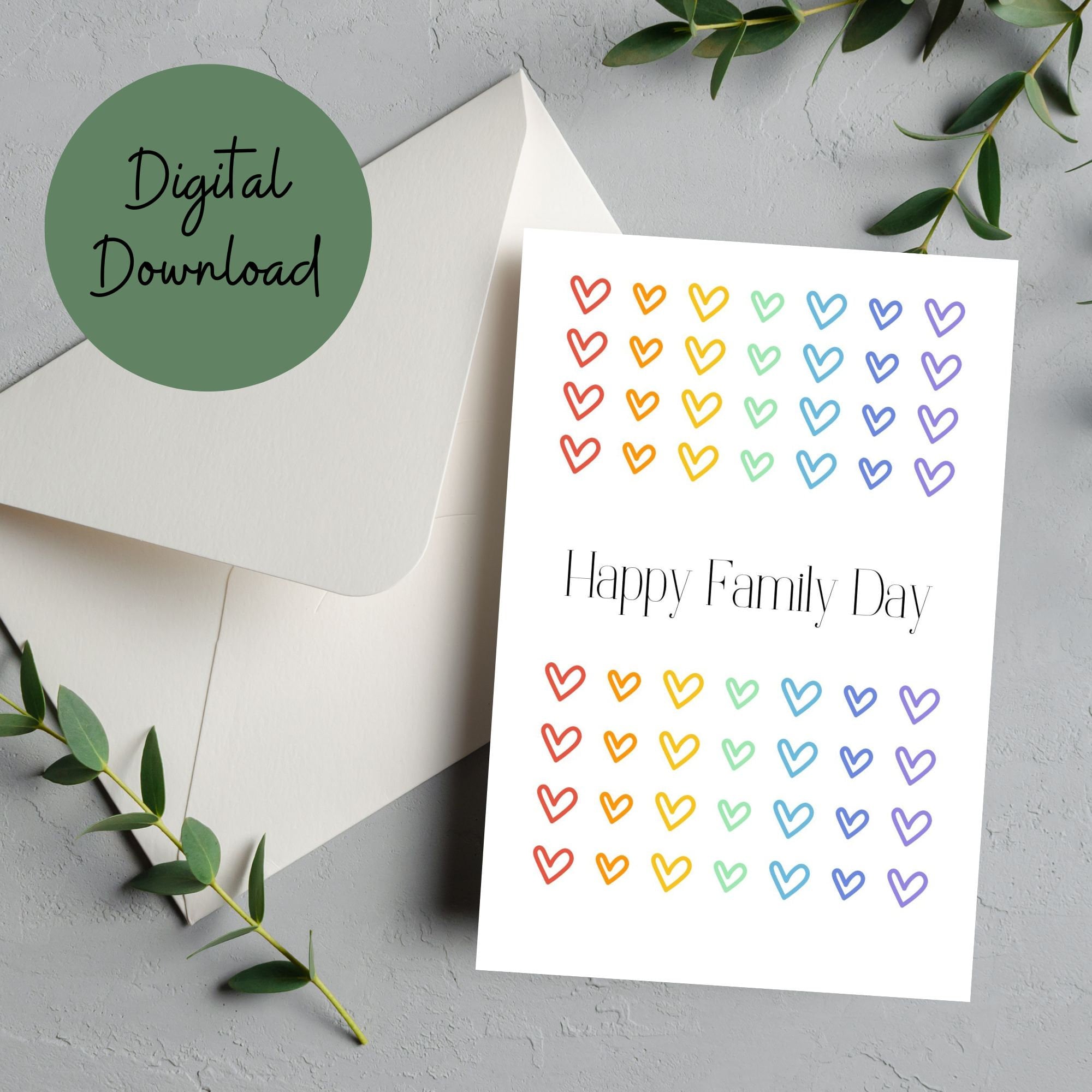 Happy Family Day Printable Card, Instant Download - Etsy