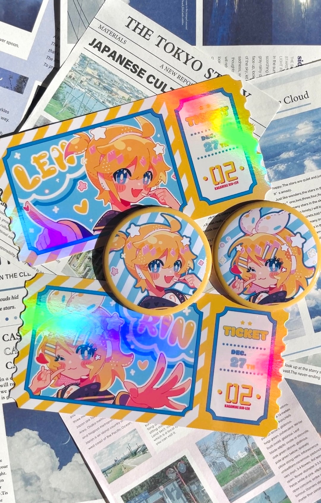 Kagamine Rin Len - Hologram Ticket | Badge | A6 Print - Etsy