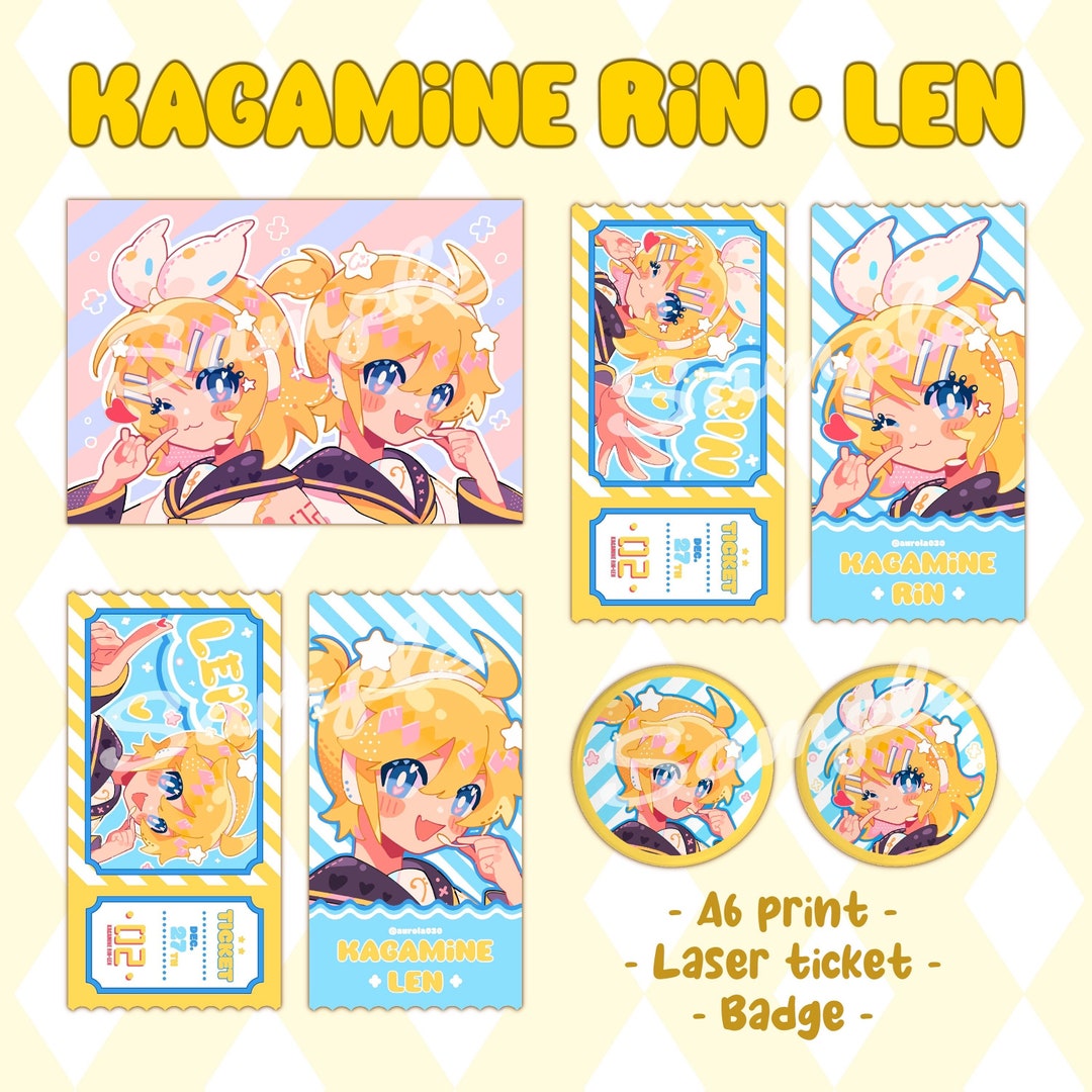 Kagamine Rin Len Hologram Ticket Badge A6 Print - Etsy UK