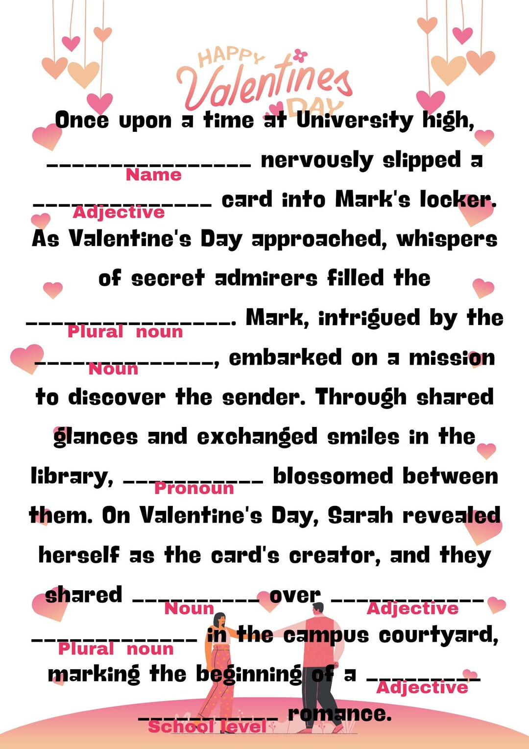 Custom-made Fun: Valentine's Day Mad Libs Digital Print Instant ...
