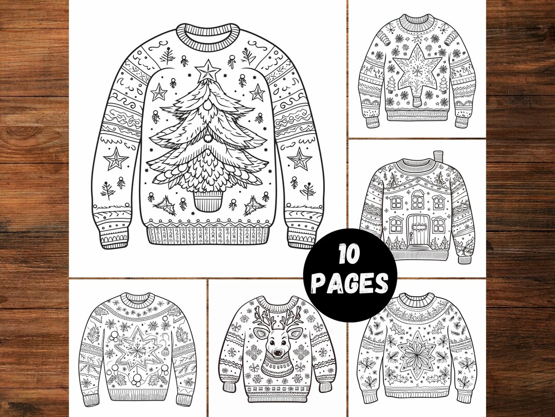 Ugly Christmas Sweaters Coloring Book Instant Download Fun - Etsy