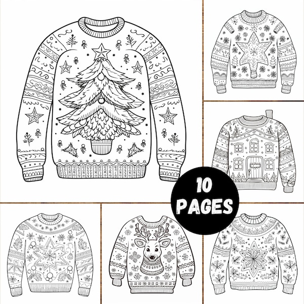 Ugly Sweater Coloring Page - Etsy