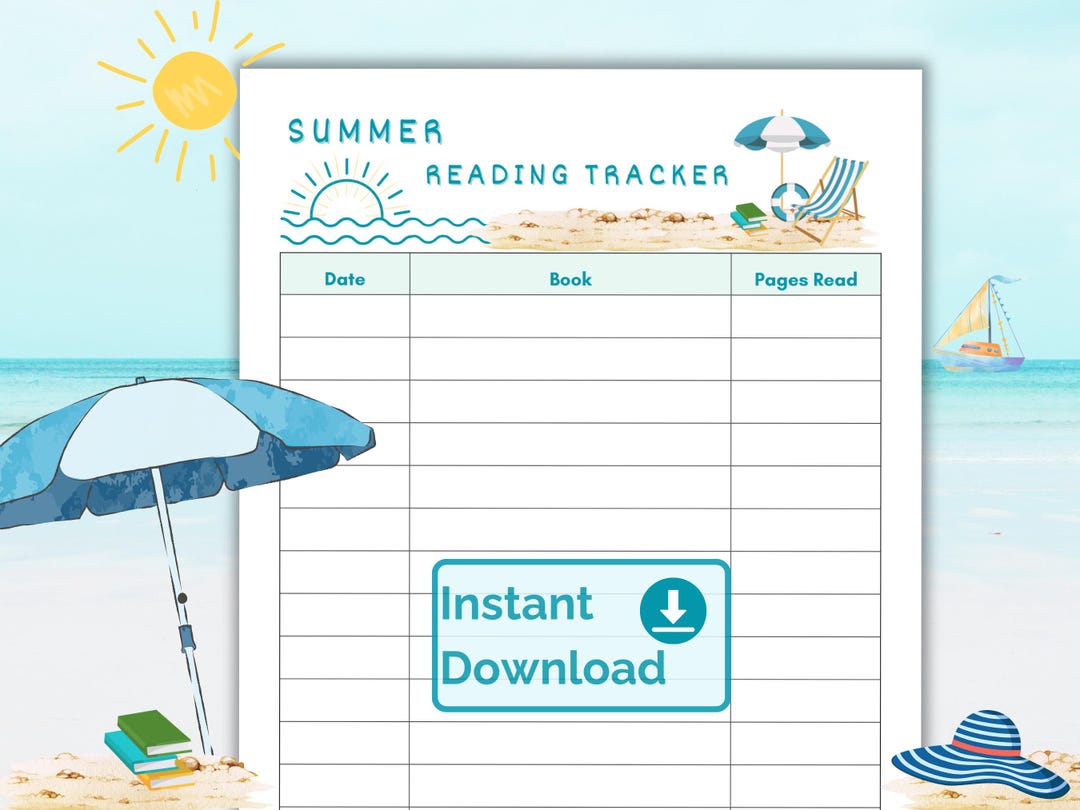 Seaside Summer Reading Tracker: Printable Book Log (US Letter) (digital ...