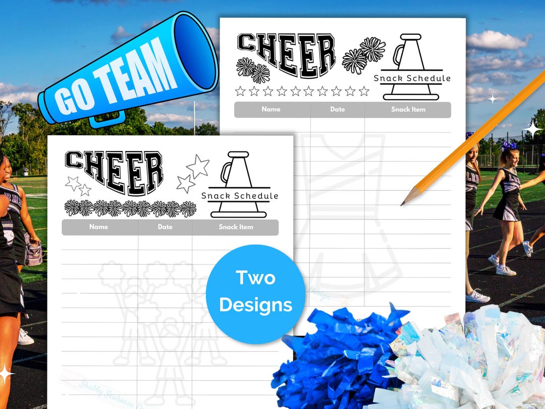 Cheerleading Snack Schedule Sign up Sheet: 2 Designs (digital Download ...