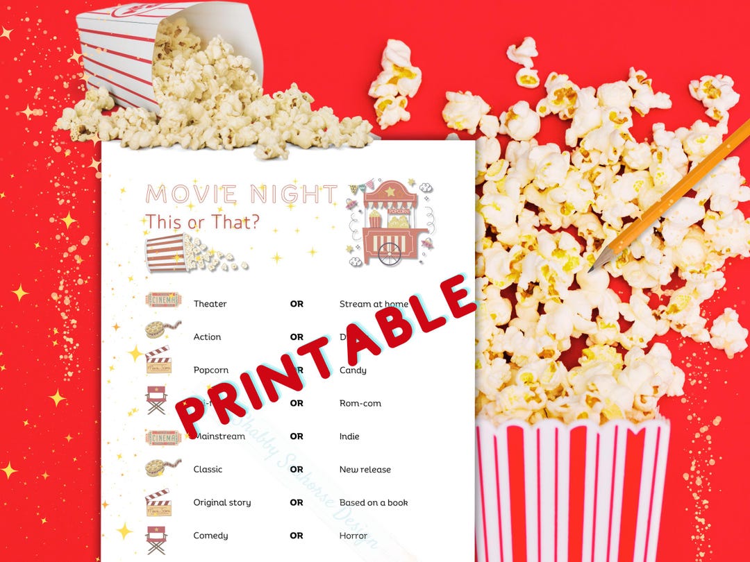 Movie Night This or That Game: Printable Discussion Activity (PDF) - Etsy