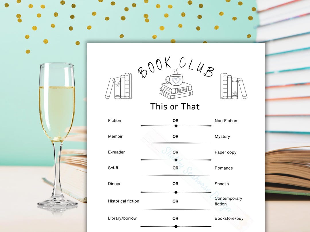 Book Club This or That Game: Printable Discussion Activity (PDF) - Etsy