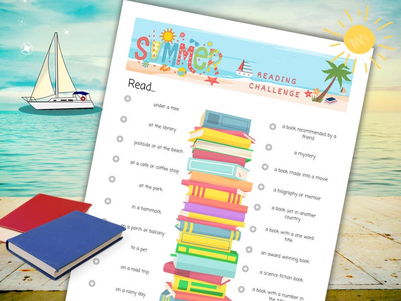 Beach Summer Reading Challenge: Printable Adventure Sheet (US Letter ...