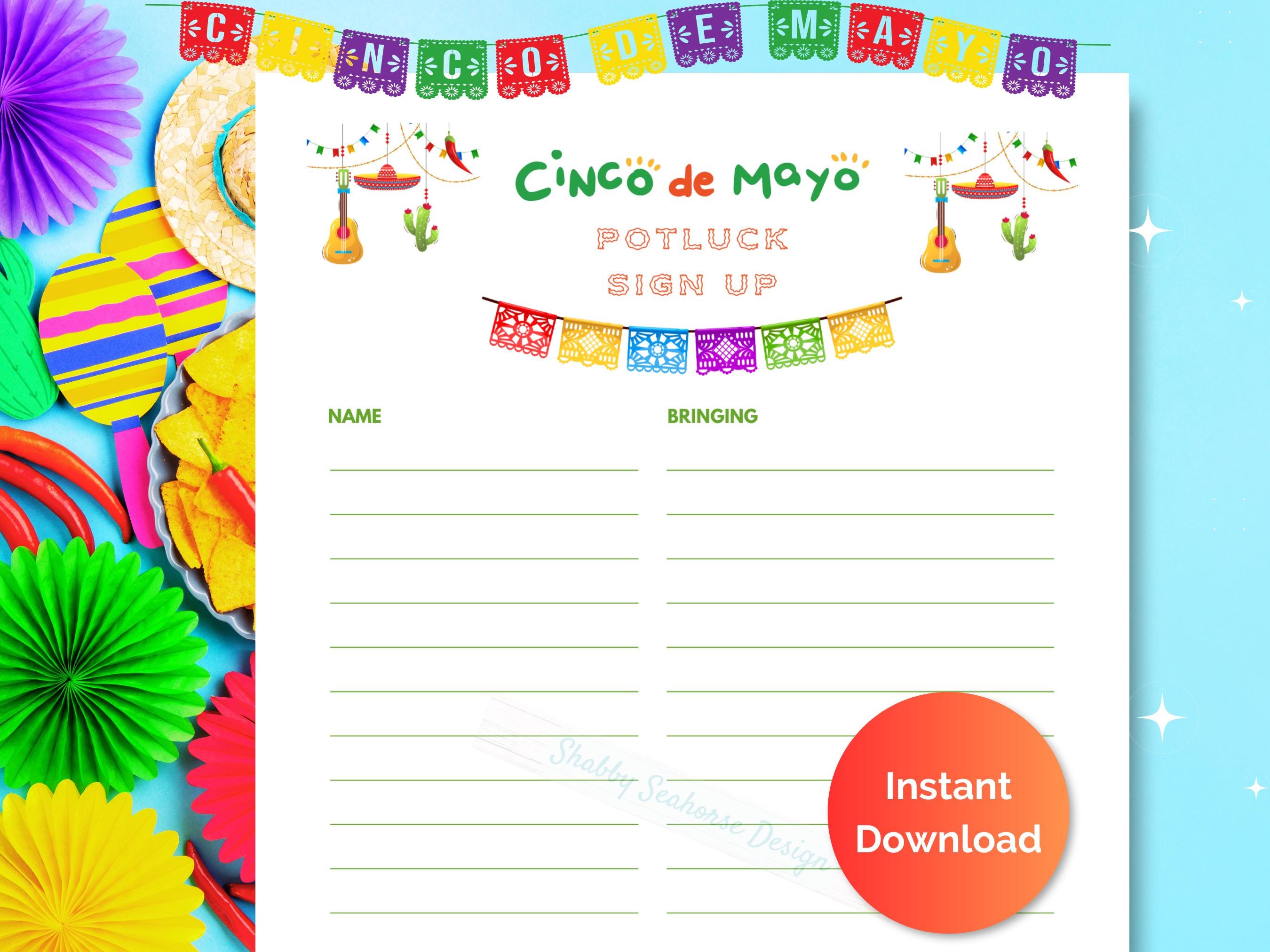 Cinco De Mayo Potluck Sign up Sheet: Printable Fiesta Planner (digital ...