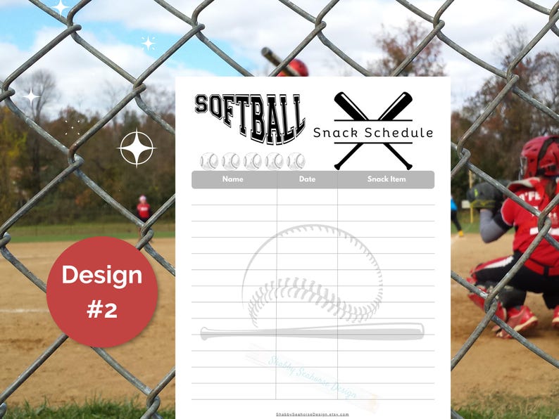 Softball Snack Schedule Sign up Sheet: Printable Team Snack List ...